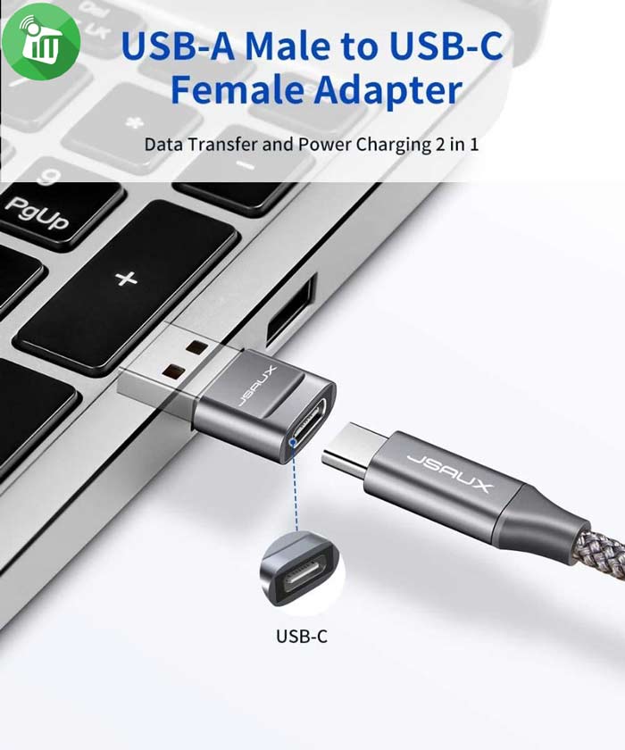 JSAUX DC0005 USB 2.0 Male to USB-C Female OTG Adapter (2 PACK)
